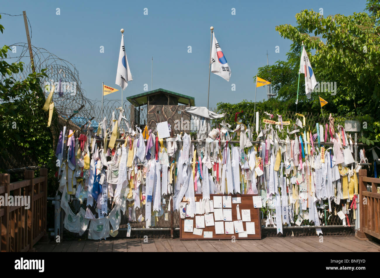 Messages pinned at the end of Freedom Bridge, DMZ, Demilitarized Zone ...