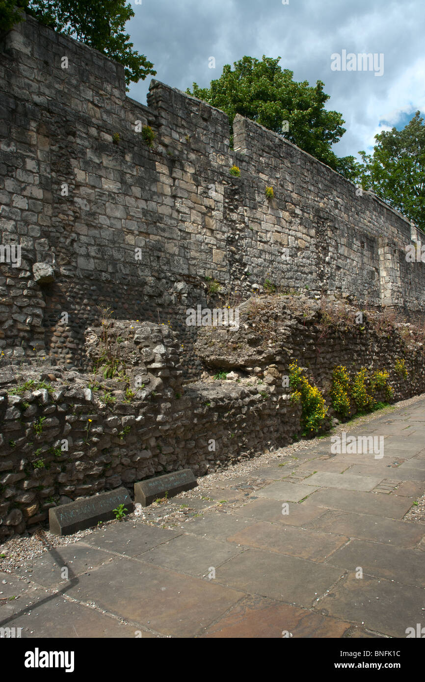 Part of the city wall of York, Yorkshire with the remains of original ...