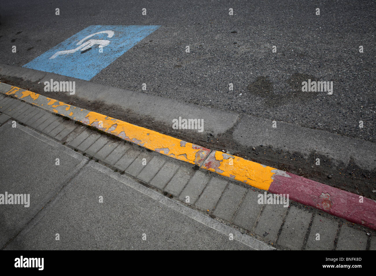 Disable sign on the pavement and street - Lillooet - British Columbia ...