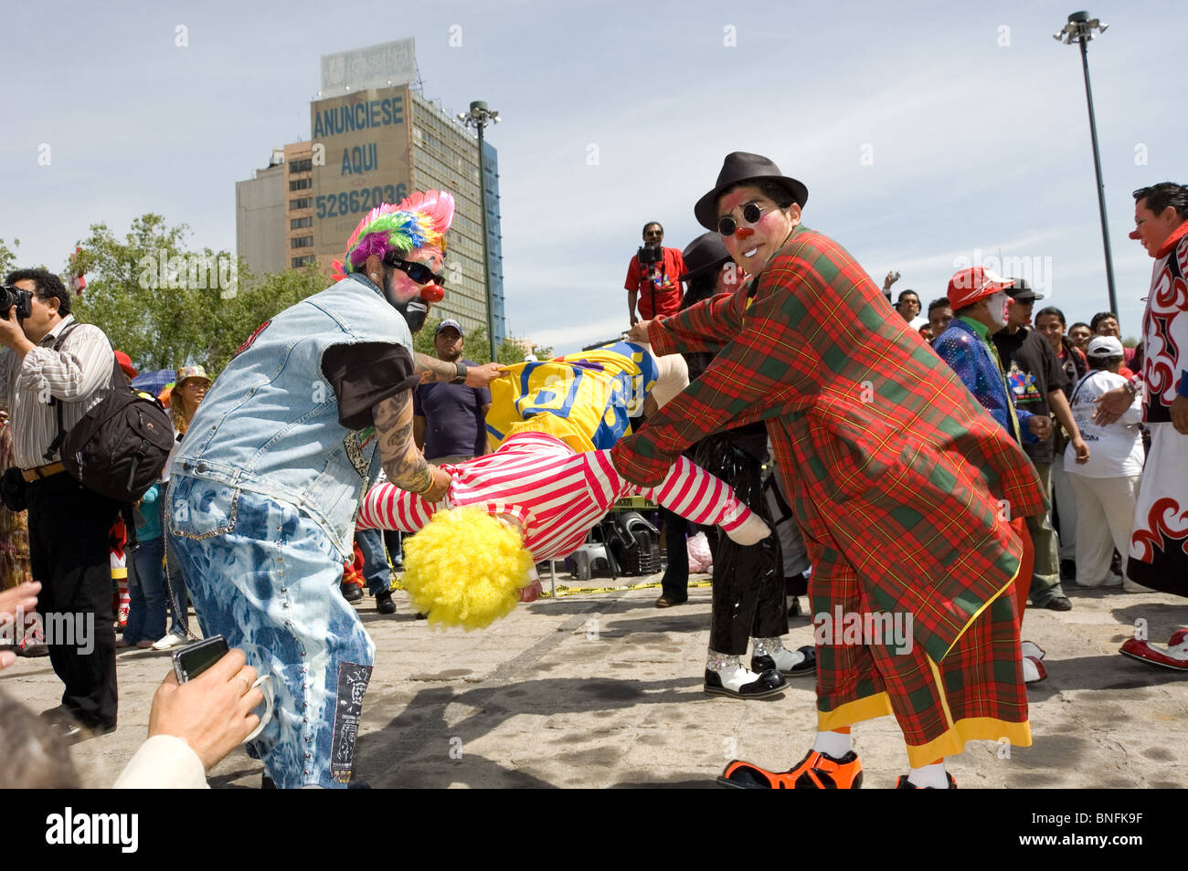 Clown parade in Mexico city with clowns from several countries Stock ...
