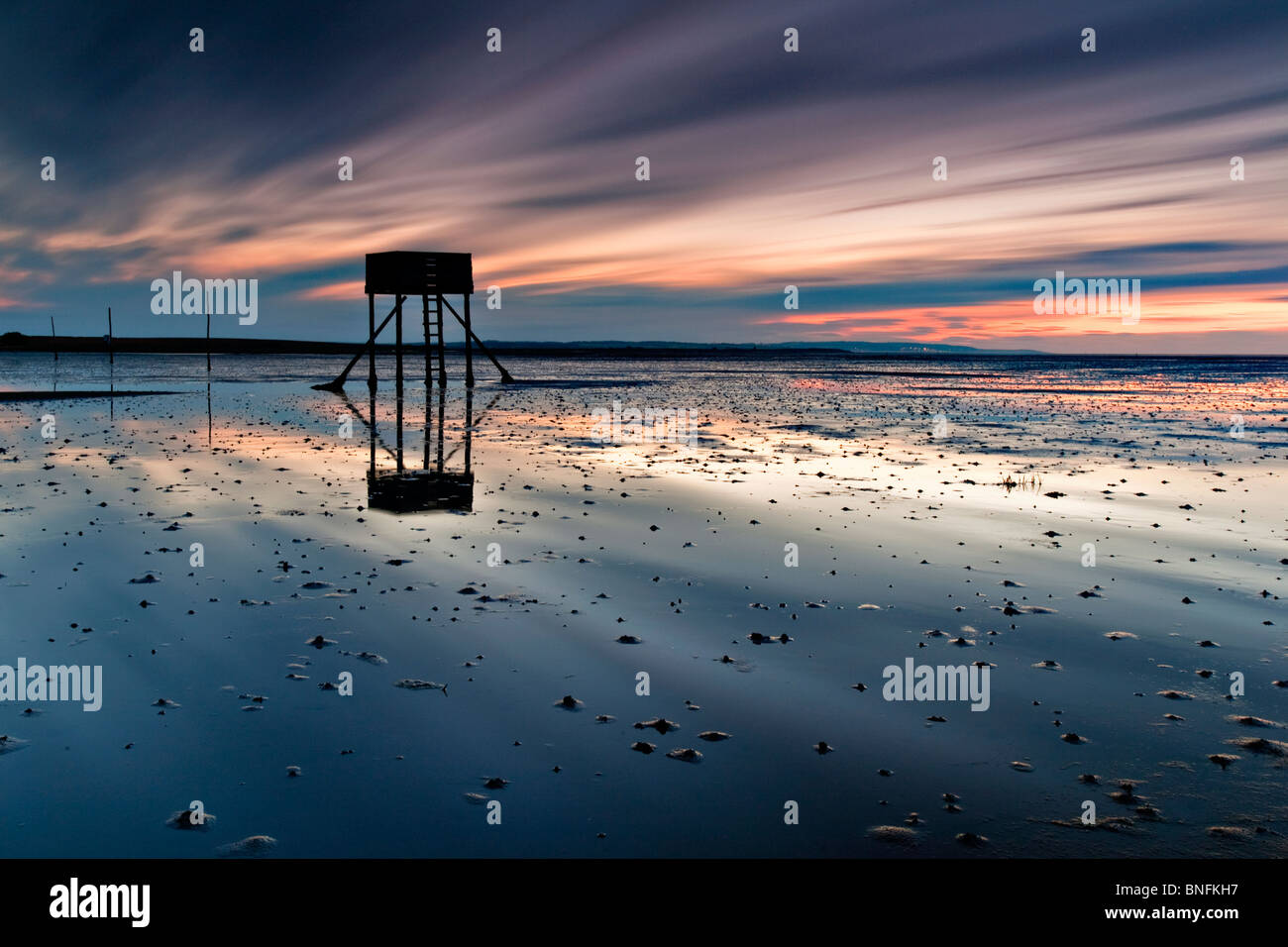 Holy Island Causeway and Refuge Box Stock Photo - Alamy