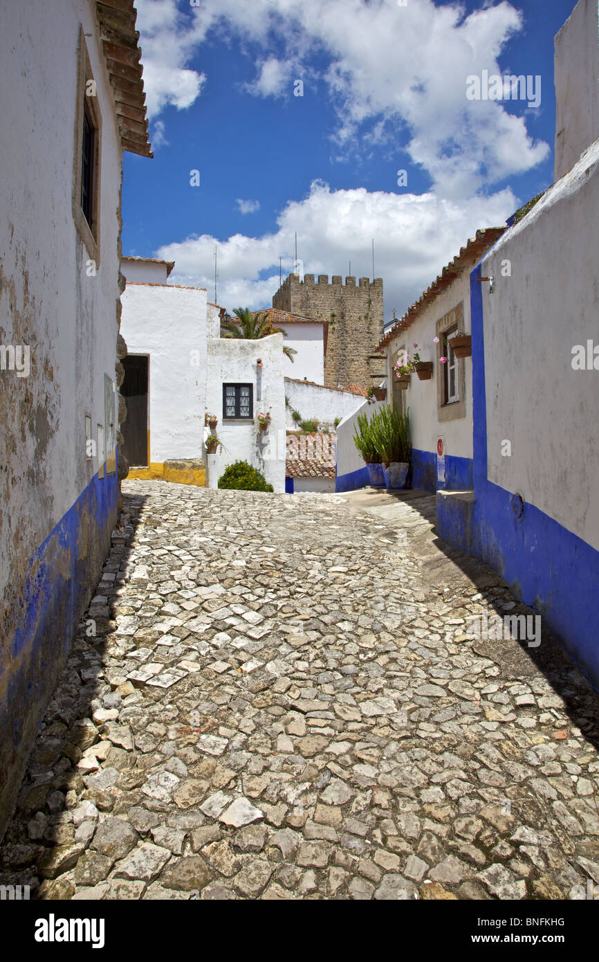 Medieval Cobblestone Street in the Fortified Walled European Village of ...
