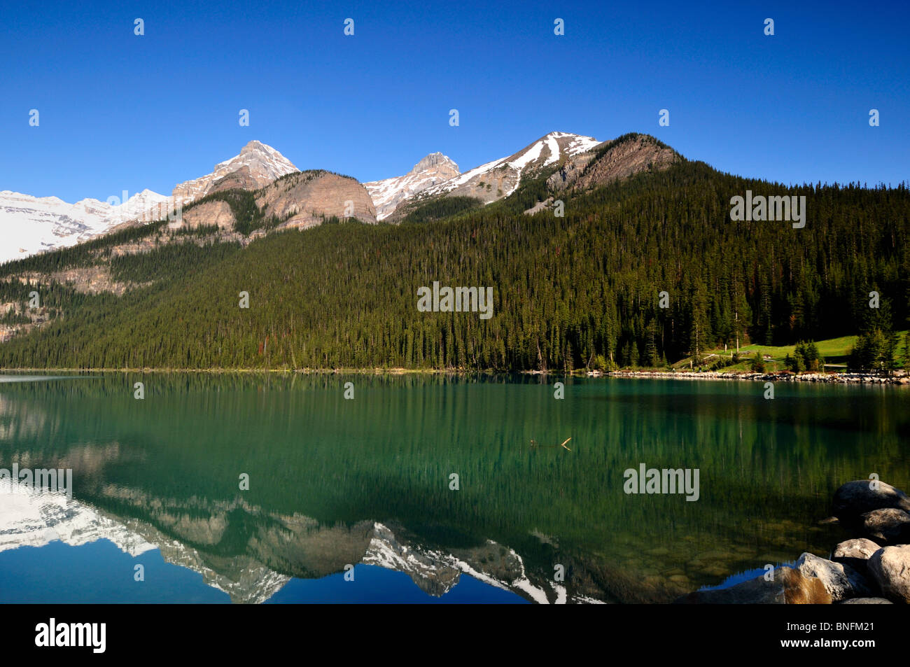 Lake Louise and surround mountains. Banff National Park, Alberta ...