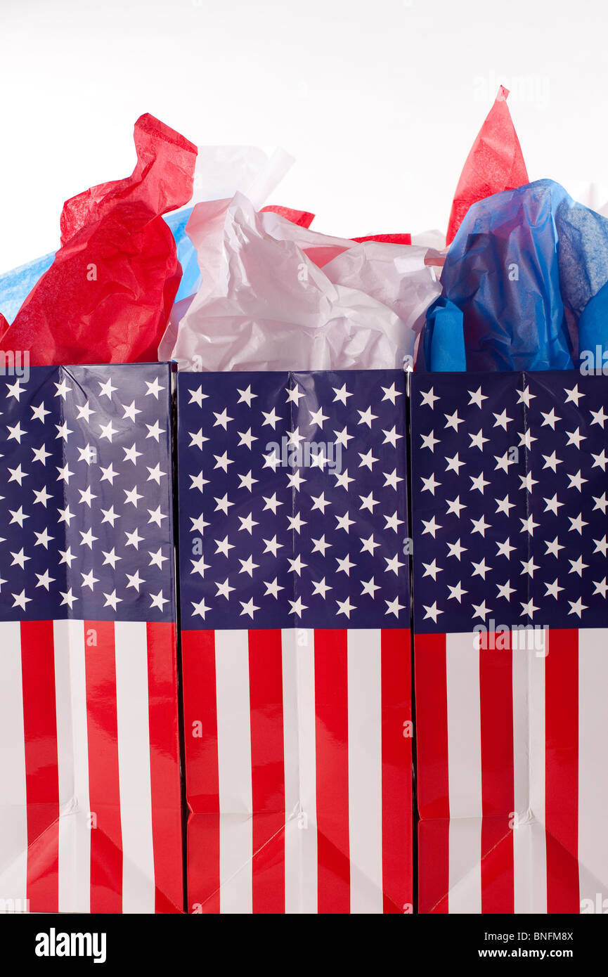 Shopping American Flag gift bags Stock Photo - Alamy