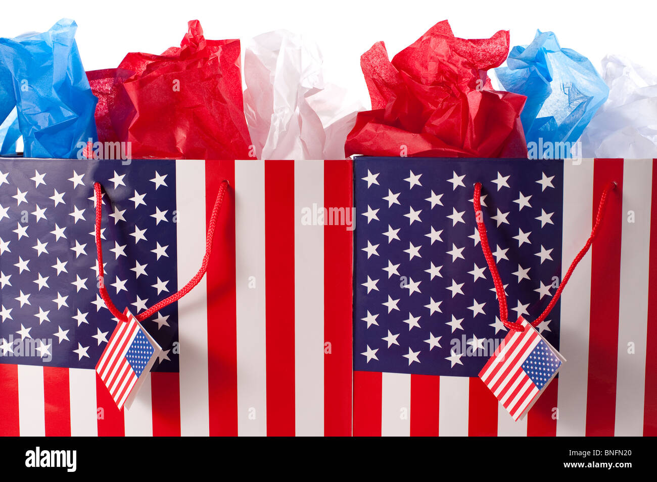 Shopping American Flag gift bags Stock Photo - Alamy