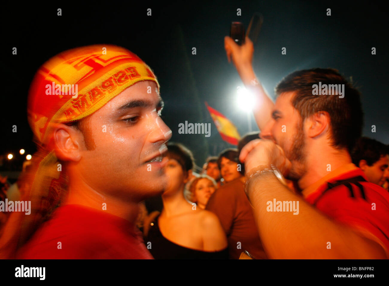 spanish supporters celebrating the victory over holland in the world ...