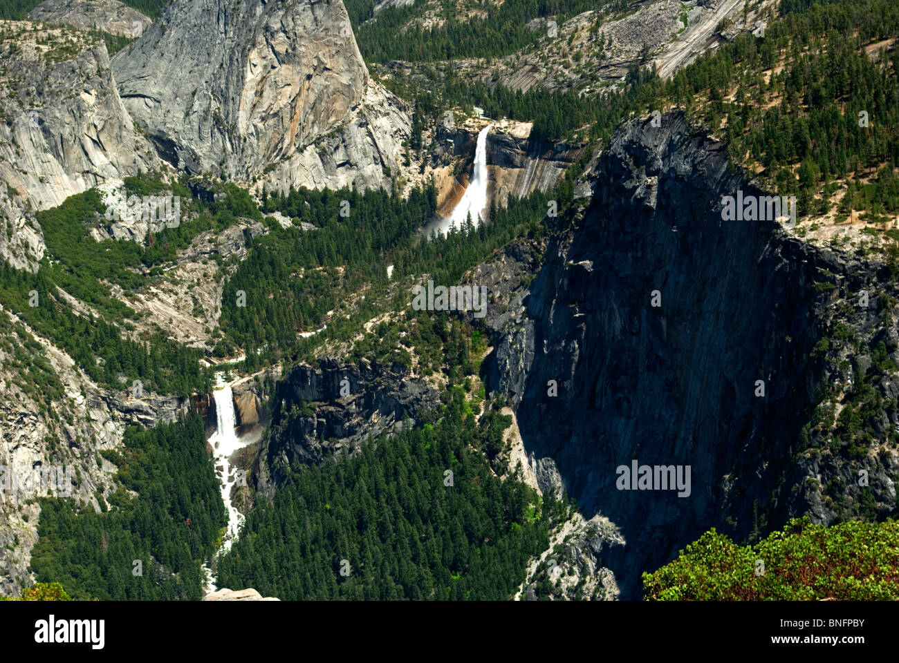 California, Yosemite National Park, Nevada Falls flows into Vernal ...