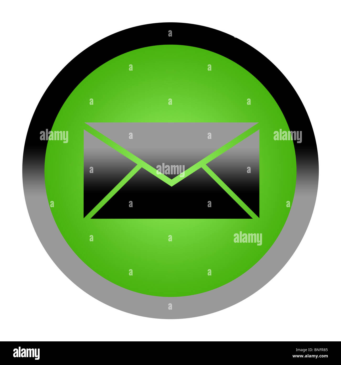 Green eco mail or post button isolated on white background with copy ...