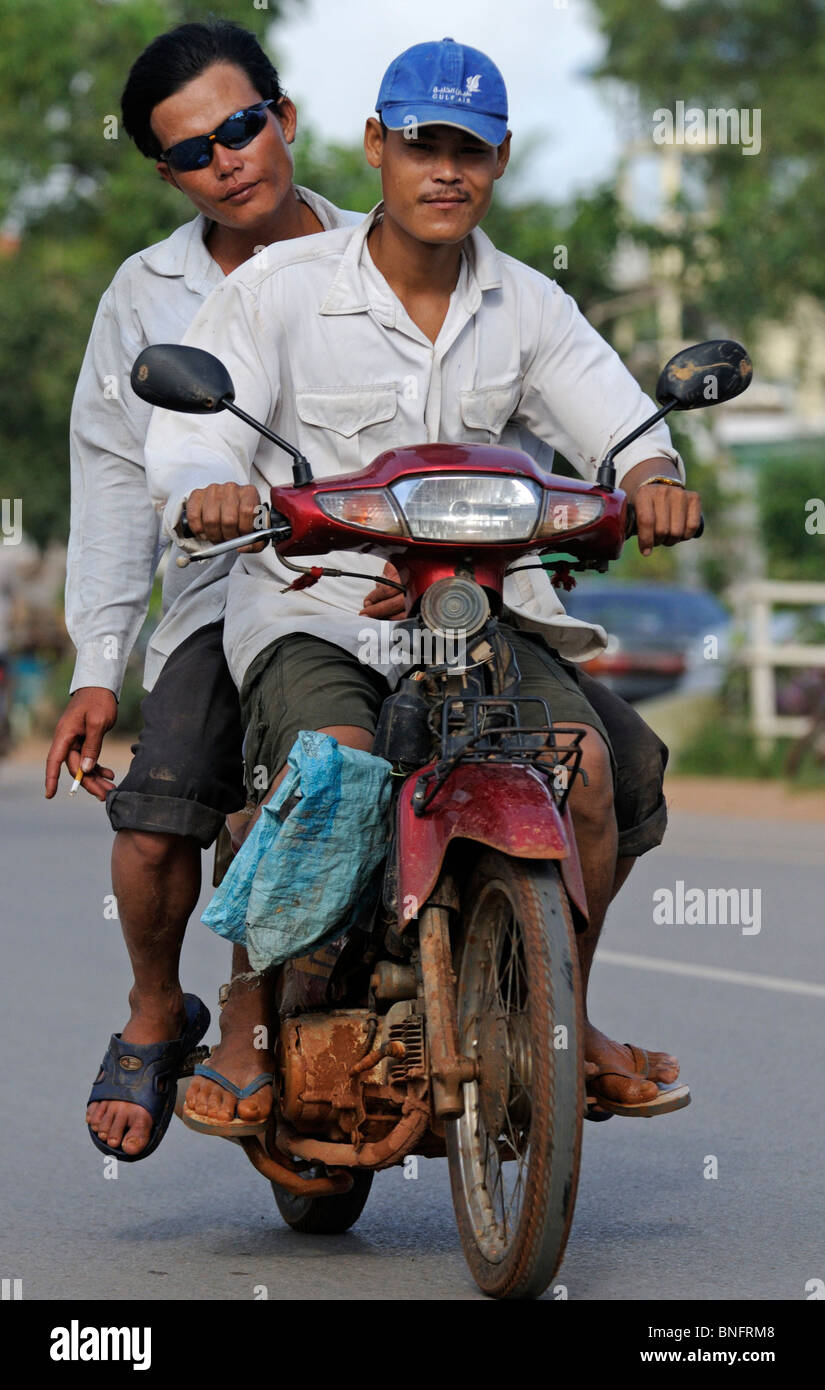 Two man riding motorcycle, Siem Reap, Cambodia Stock Photo - Alamy
