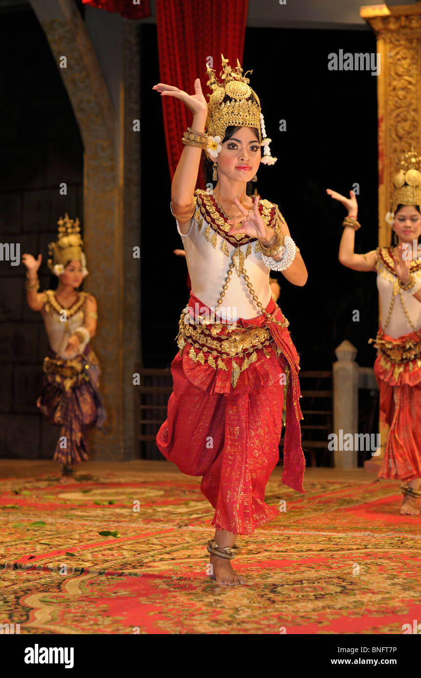 Beautiful Khmer Traditional Apsara Dancer In Siem Reap Cambodia Stock