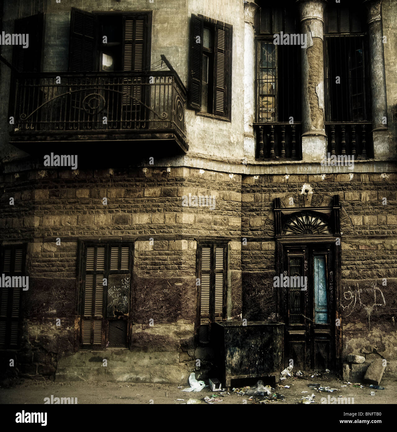 An old decaying colonial building in the town on Luxor Egypt Stock ...
