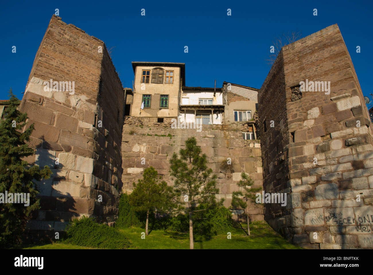 Defensive walls of Hisar the fortress Ulus district Ankara central ...