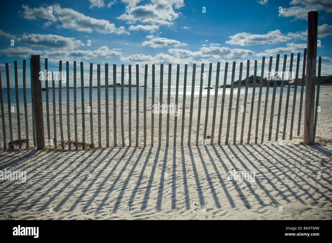 Fence on the beach, Saunderstown, Rhode Island, USA Stock Photo - Alamy