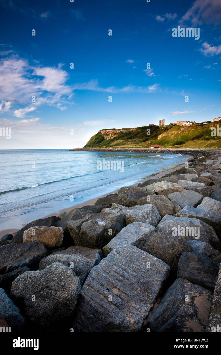 Coastal sweep on Scarborough North Bay showing Sea Defences and ...