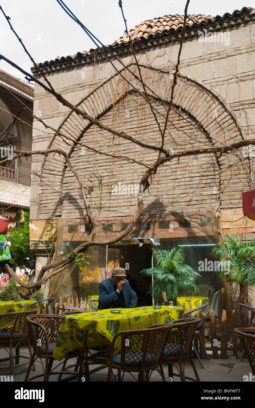 Outdoor tea house Vakif Suluhan carsisi market Ulus district Ankara ...