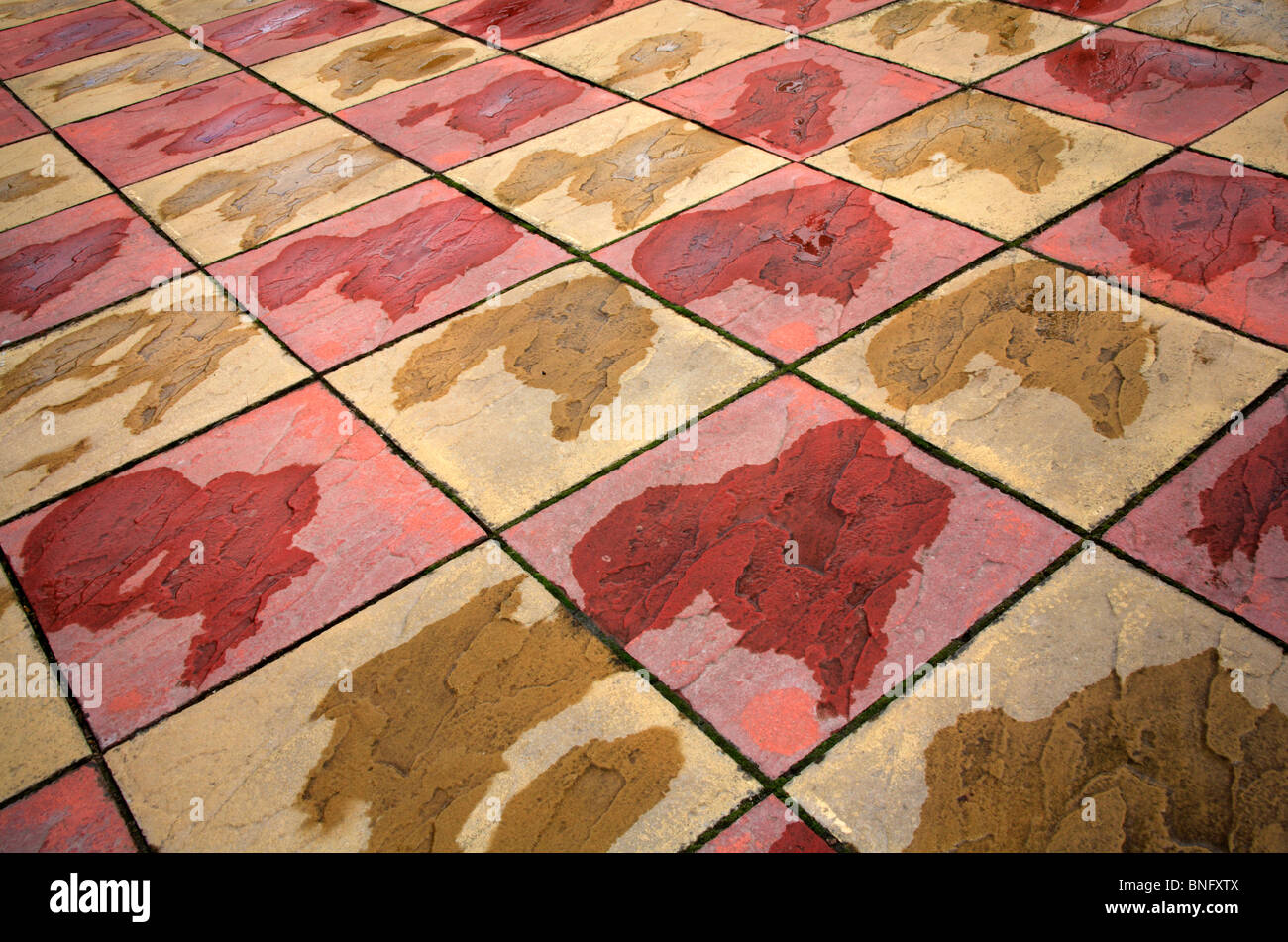 Patio tiles drying out after a heavy rain shower Stock Photo - Alamy