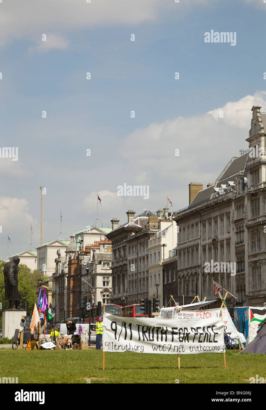 Democracy Village, Peace Camp, Parliament Square, London Stock Photo ...