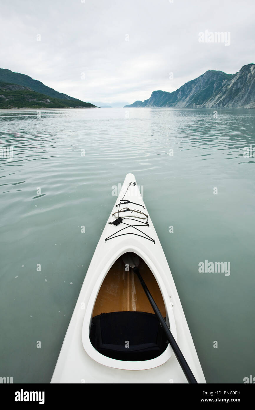 Kayak in the sea, Muir Inlet, Glacier Bay National Park, Alaska, USA ...