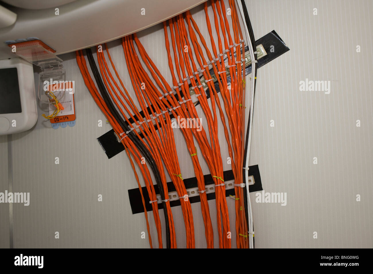 Test wiring on board the Boeing-manufactured 787 Dreamliner (N787BX) at ...
