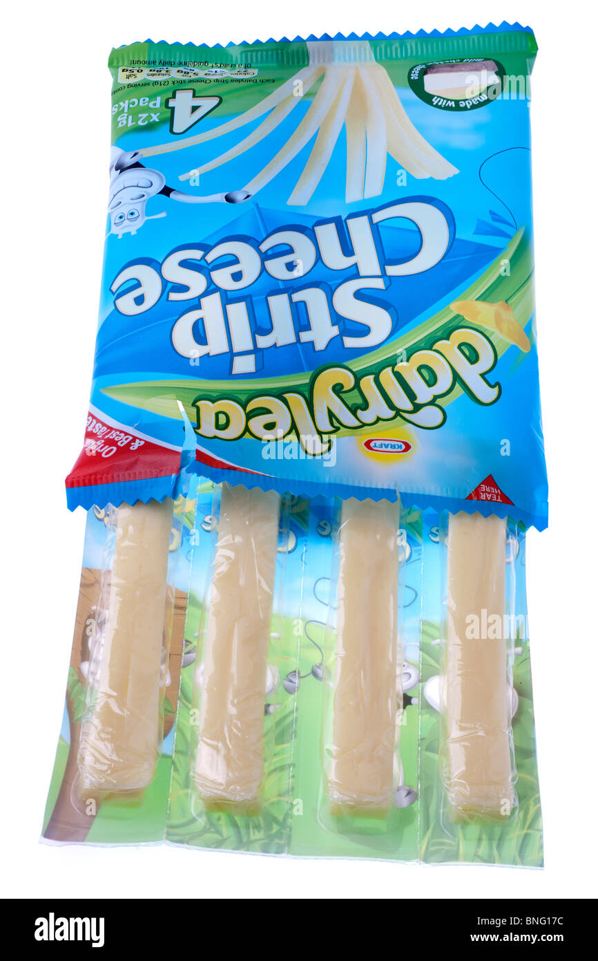 Packet of four portions Dairylea strip cheese Stock Photo - Alamy