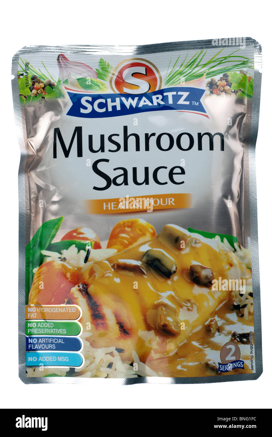 Packet of Schwartz mushroom sauce mix Stock Photo - Alamy