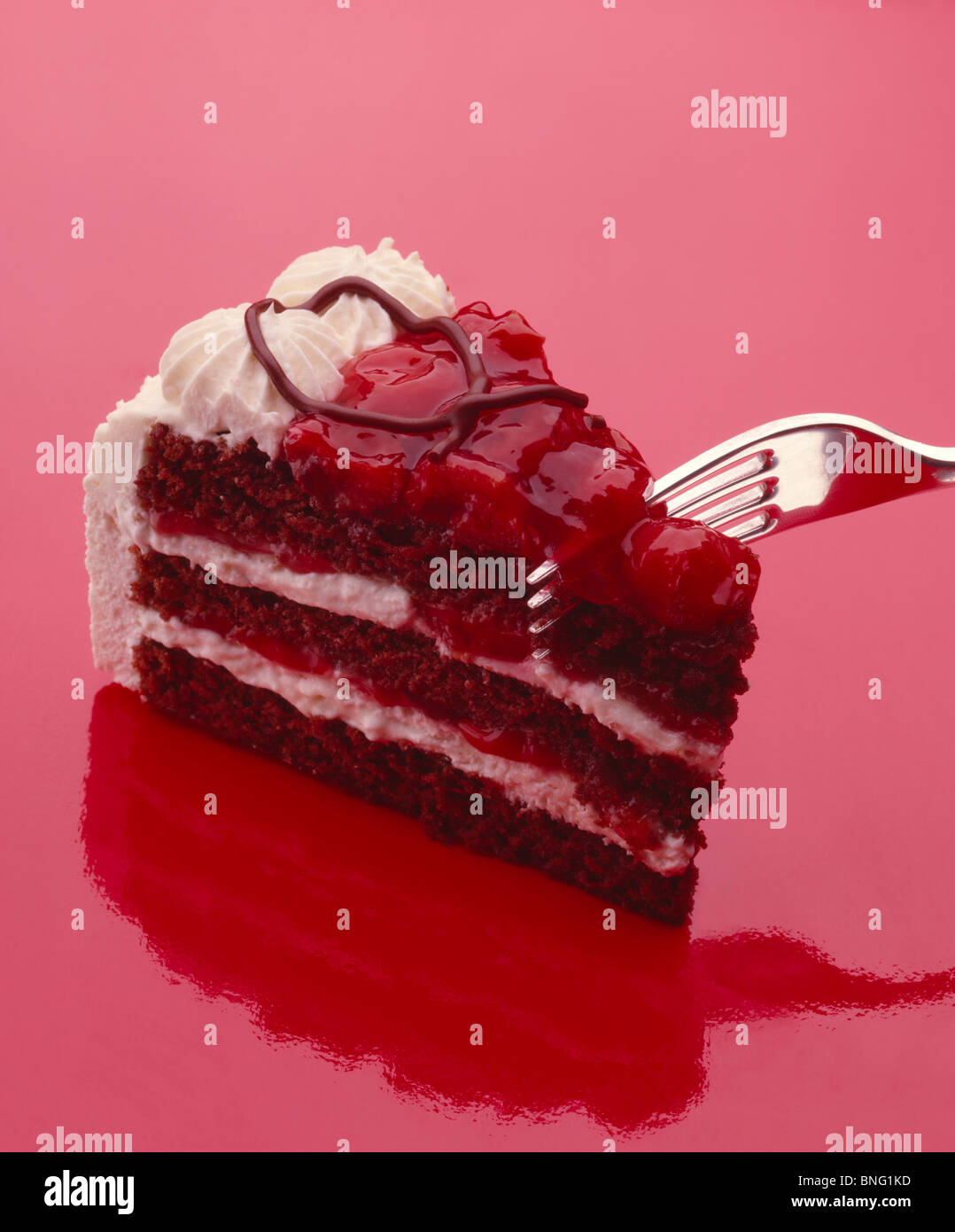 Black Forest Cake with a fork Stock Photo - Alamy