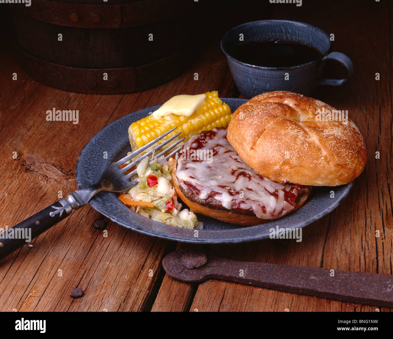 Close-up of a beef patty sandwich Stock Photo - Alamy