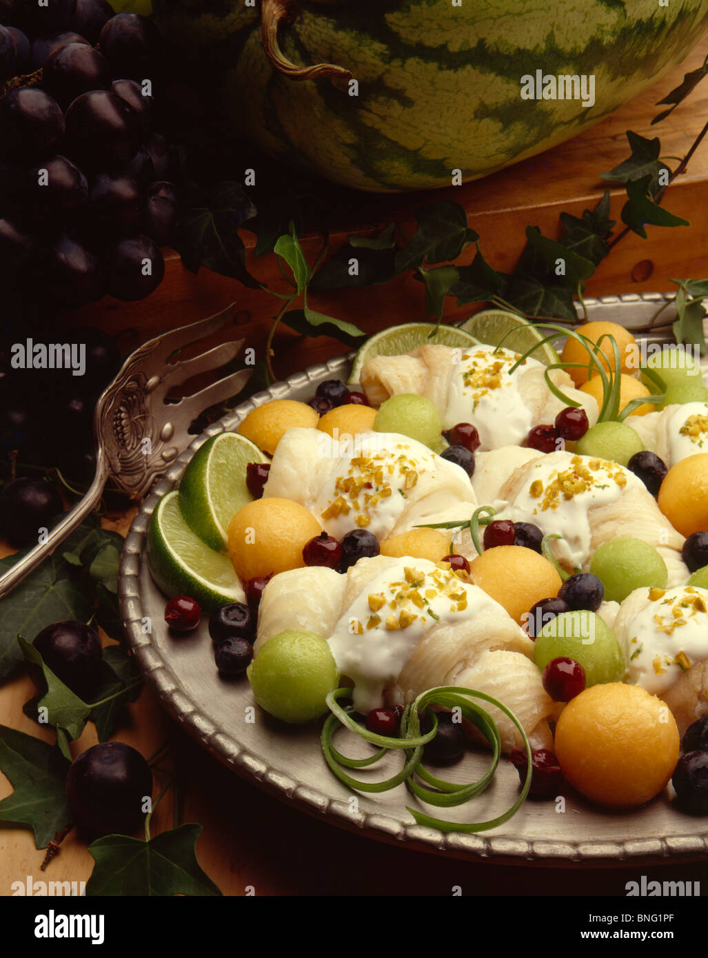 Close-up of rolled flounder in a plate Stock Photo - Alamy