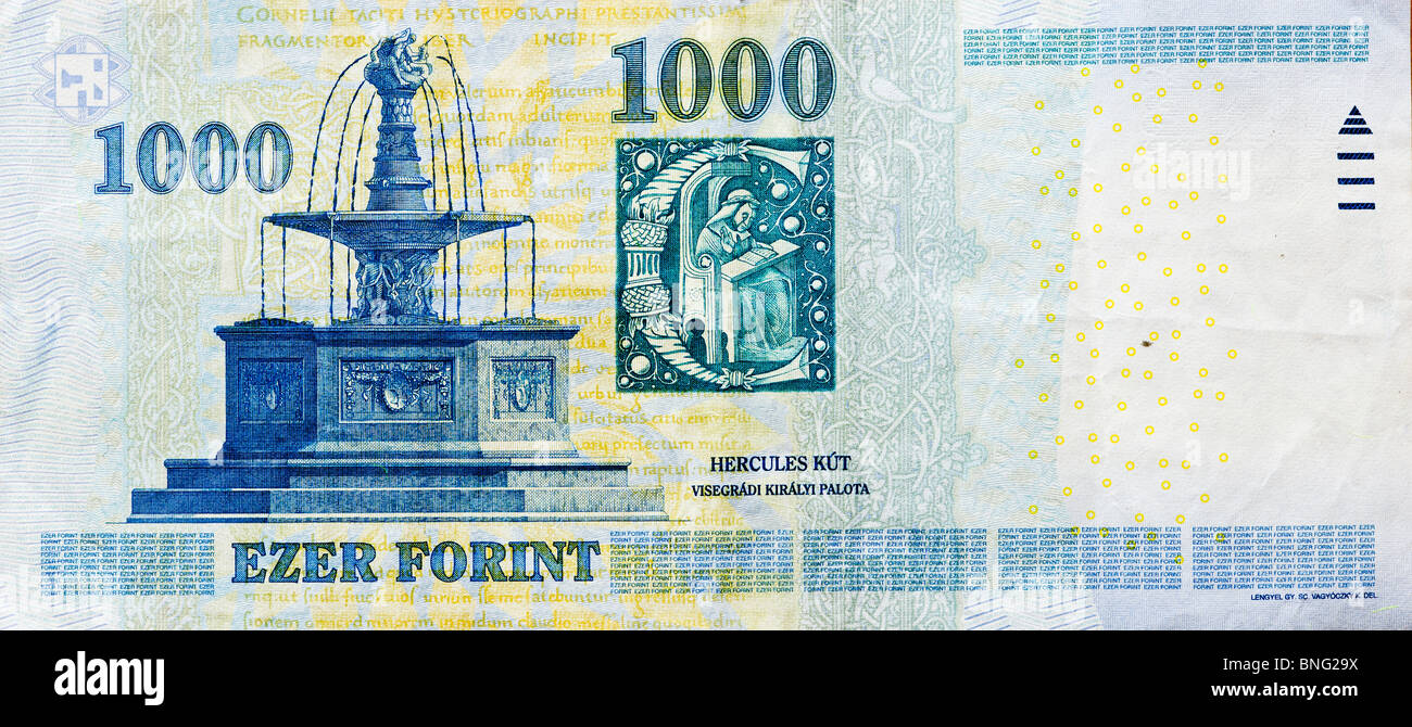 Back side of a hungarian 1000 Forint banknote Stock Photo - Alamy