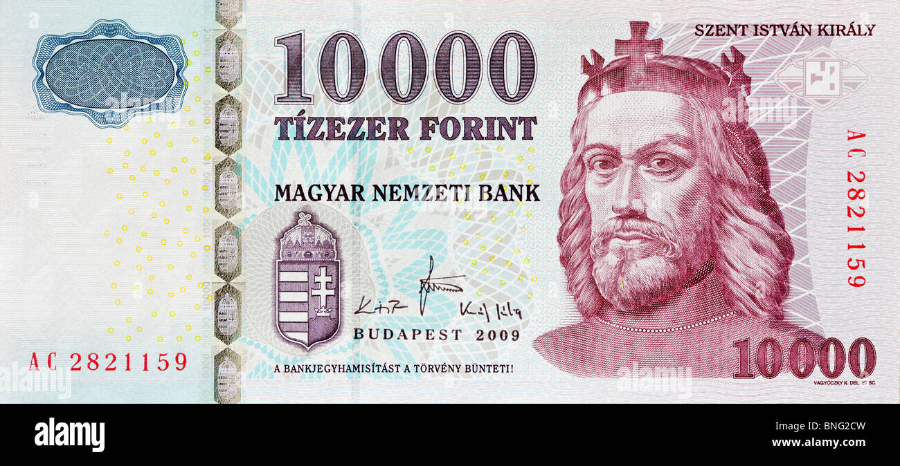 Front side of a hungarian 10000 Forint banknote Stock Photo - Alamy