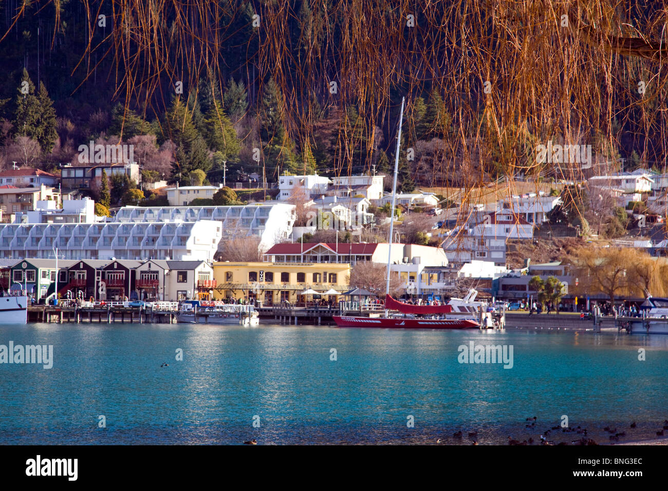 Queenstown,Otago region,New Zealand, Lake Wakatipu and Queenstown on a ...