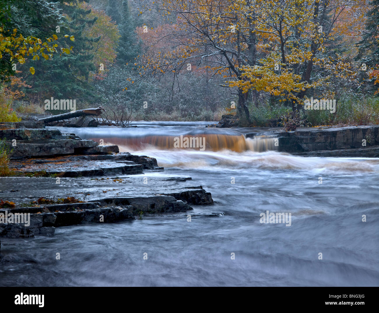 Waterfall in a forest, Canyon Falls, L'Anse, Michigan, USA Stock Photo ...