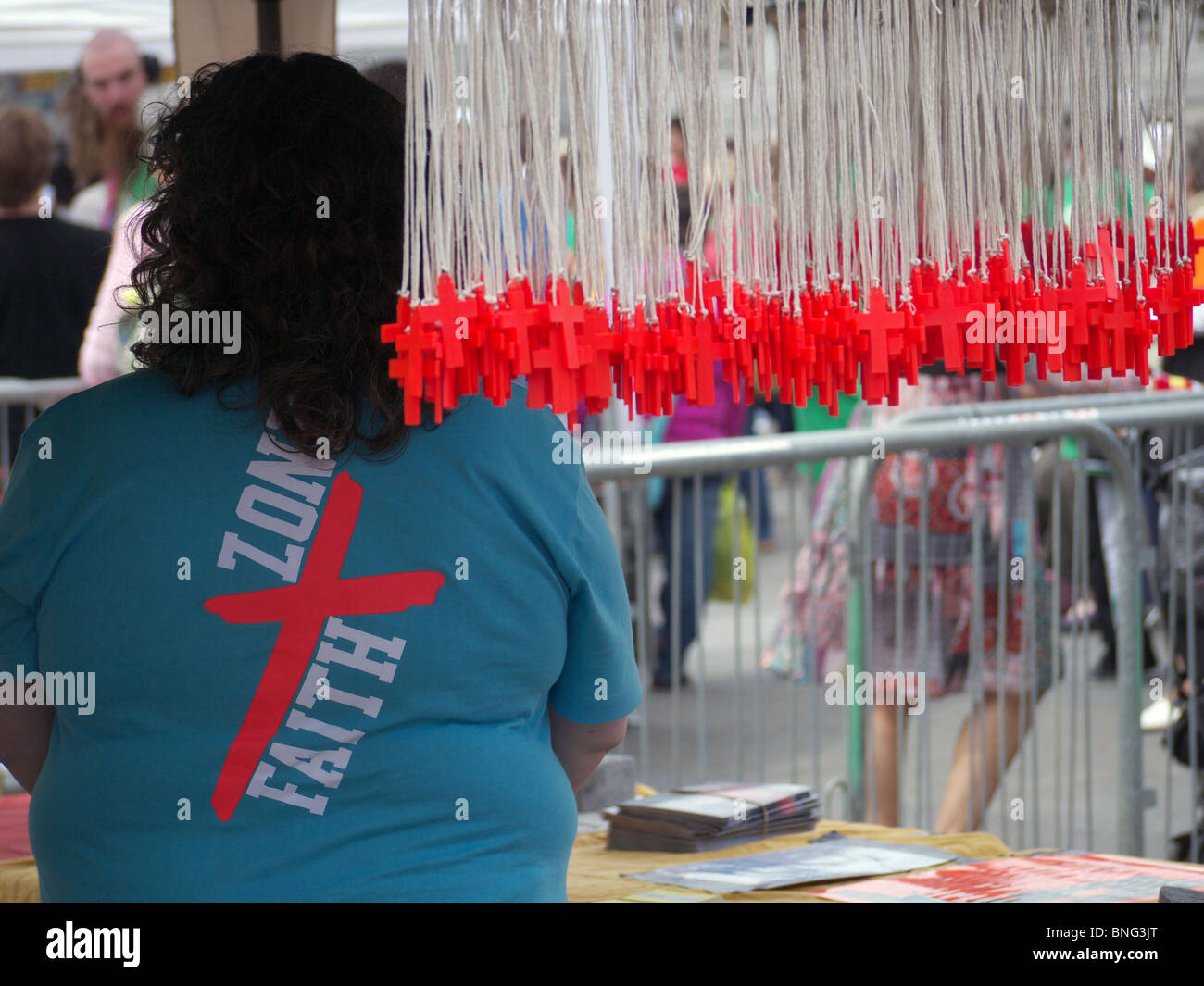 Multiple Red Crosses hanging from a tent in Trafalgar Square during the ...