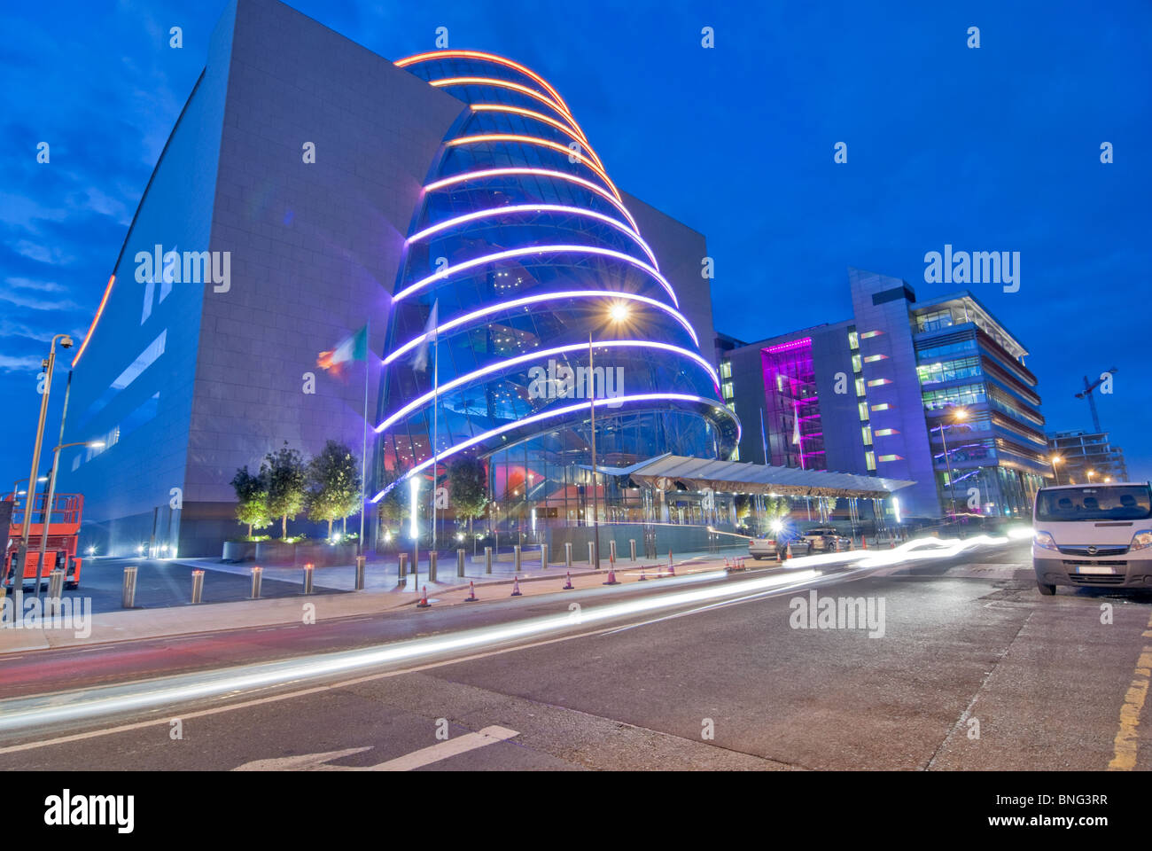 Night time view of the Convention Center in Dublin, Ireland Stock Photo ...