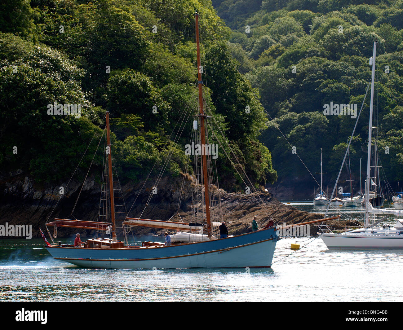 Old wooden sailing ship, River Fowey, Cornwall, UK Stock Photo - Alamy