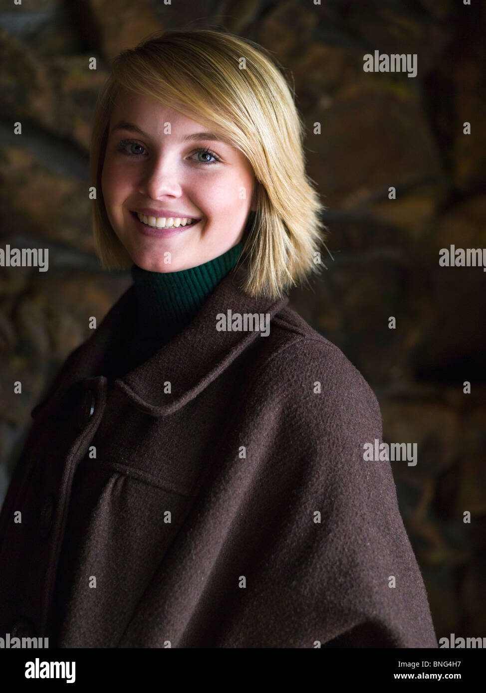 Portrait of a young woman smiling, Sun Valley, Idaho, USA Stock Photo ...