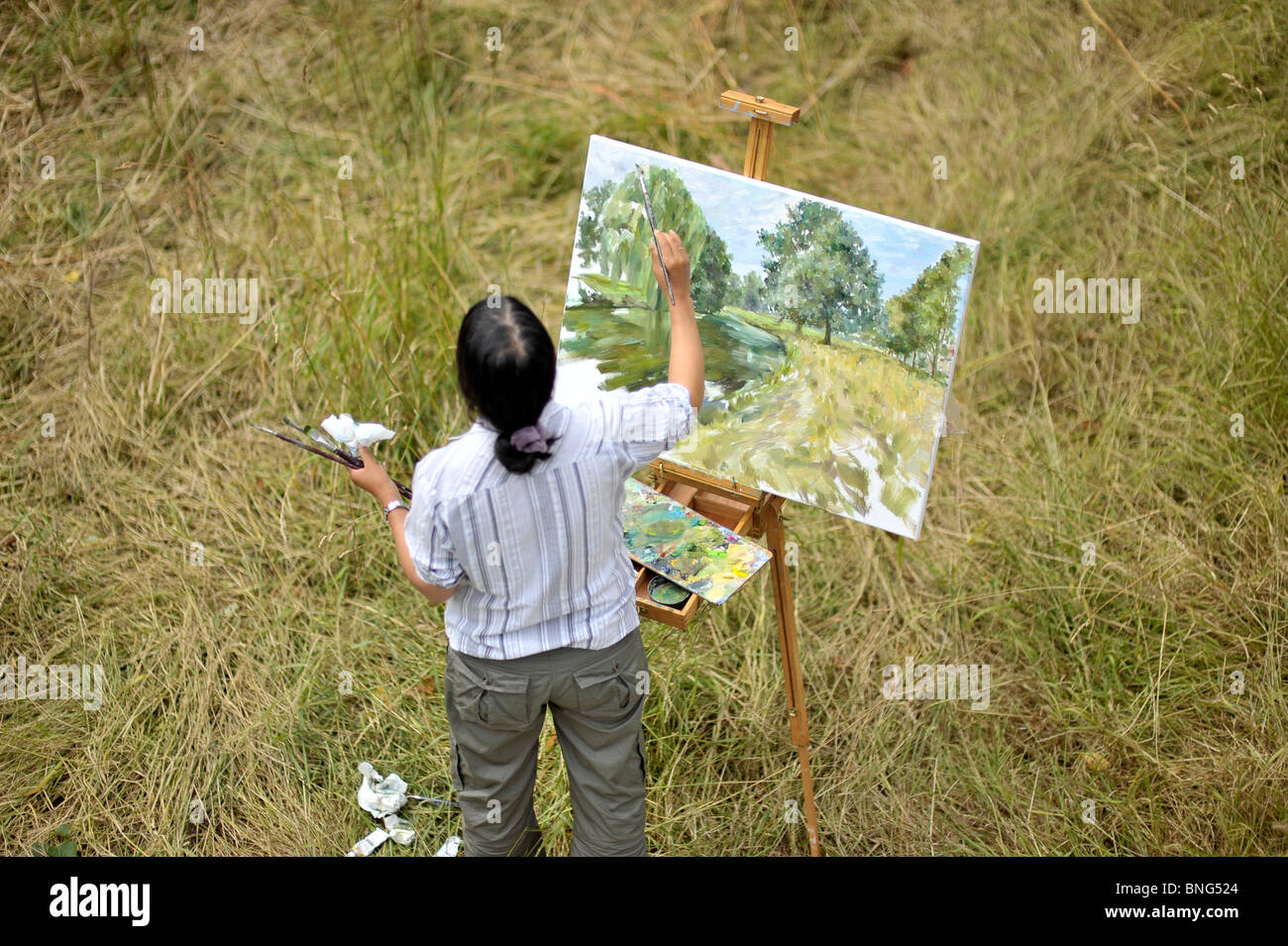 artist painter field summer Stock Photo - Alamy