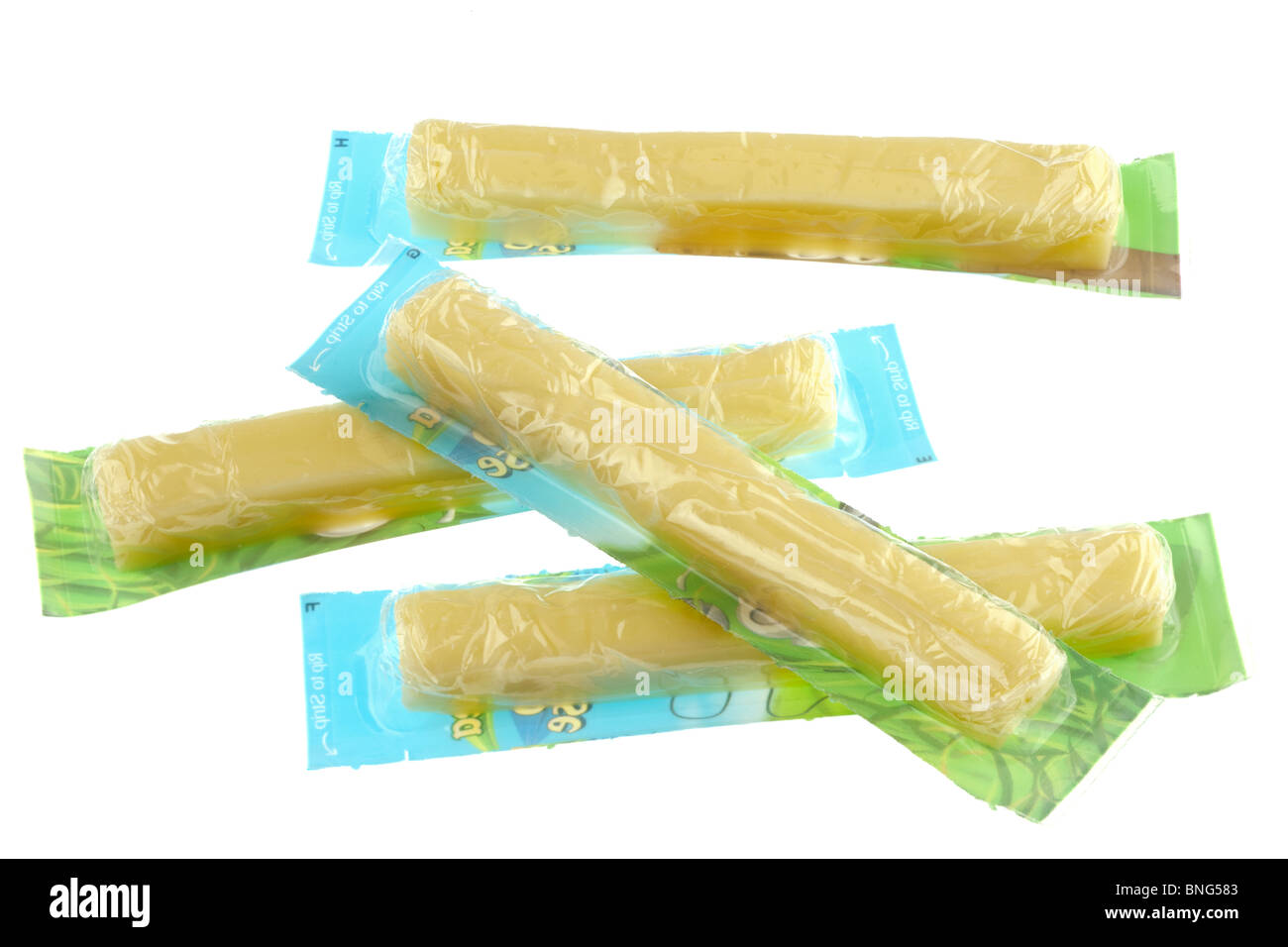 Four wrapped cheese strips Stock Photo - Alamy
