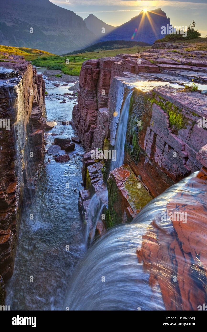 Triple falls glacier national park hi-res stock photography and images ...