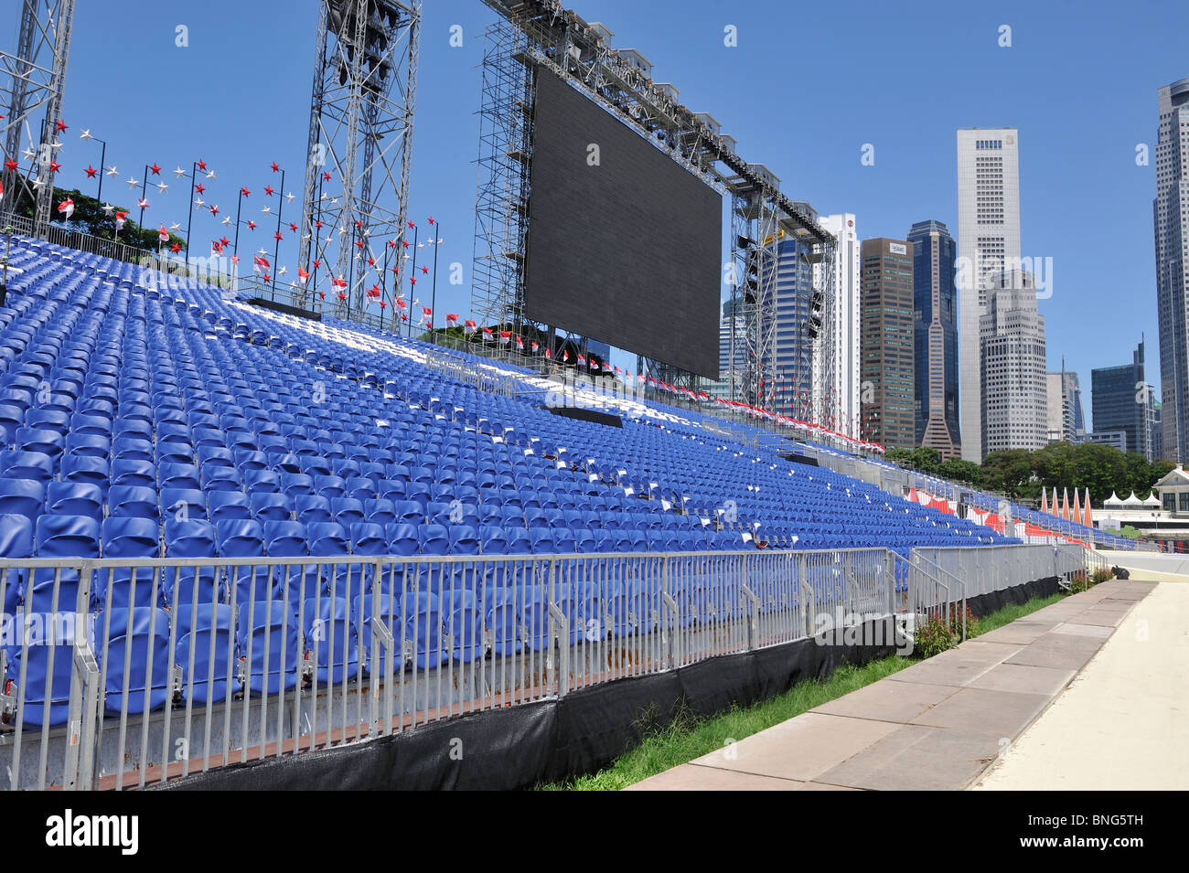 Temporary structures in Central Padang in Singapore transform it into ...