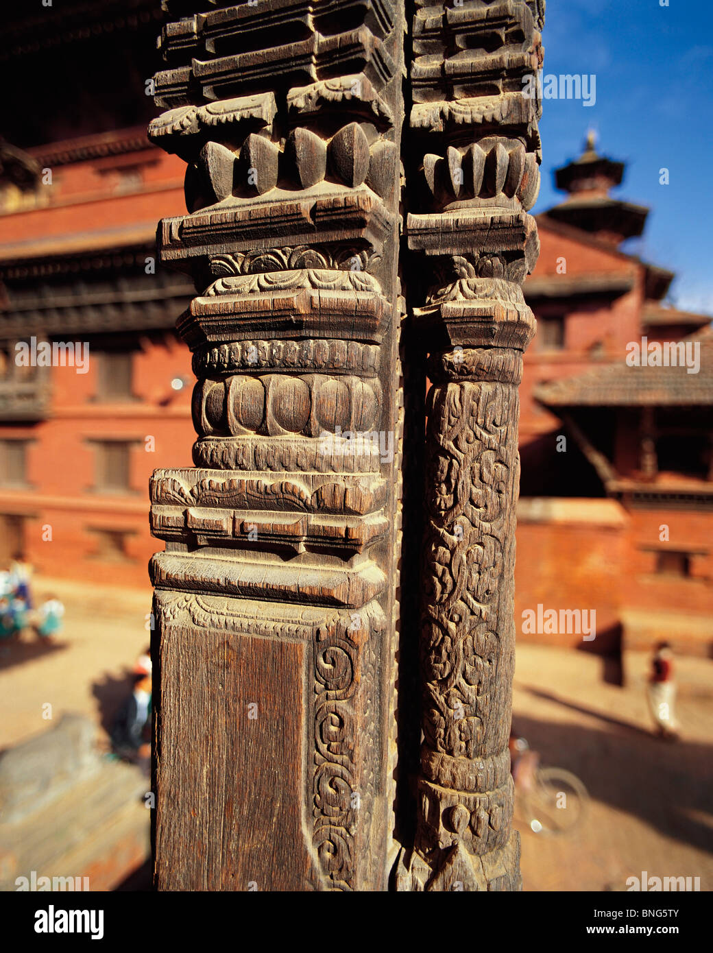 16th century Newari woodcarvings near the old Nepalese Royal Palace in ...