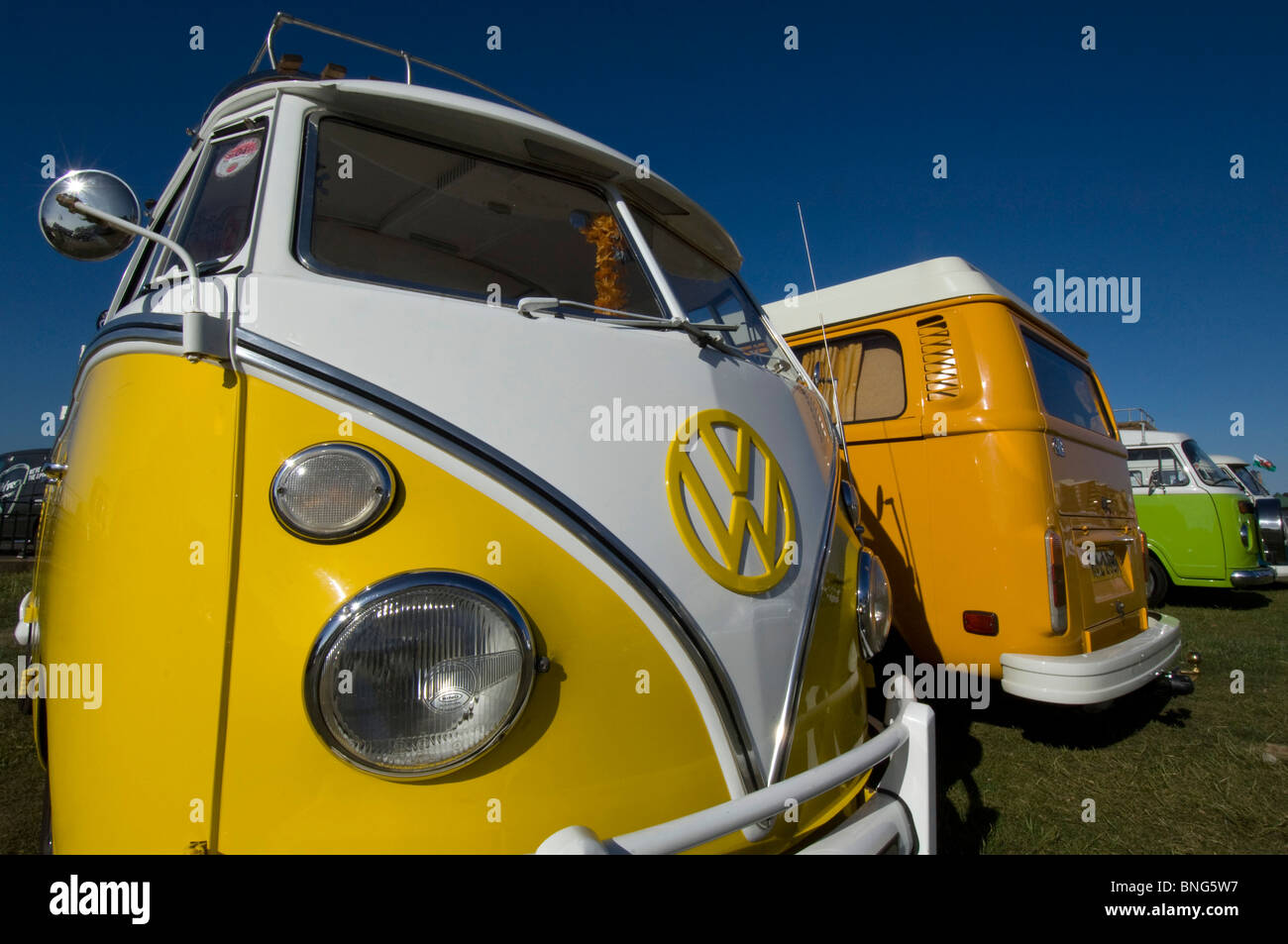 Imaculate restored VW Volkswagen Kombi Campervans taking part in a ...