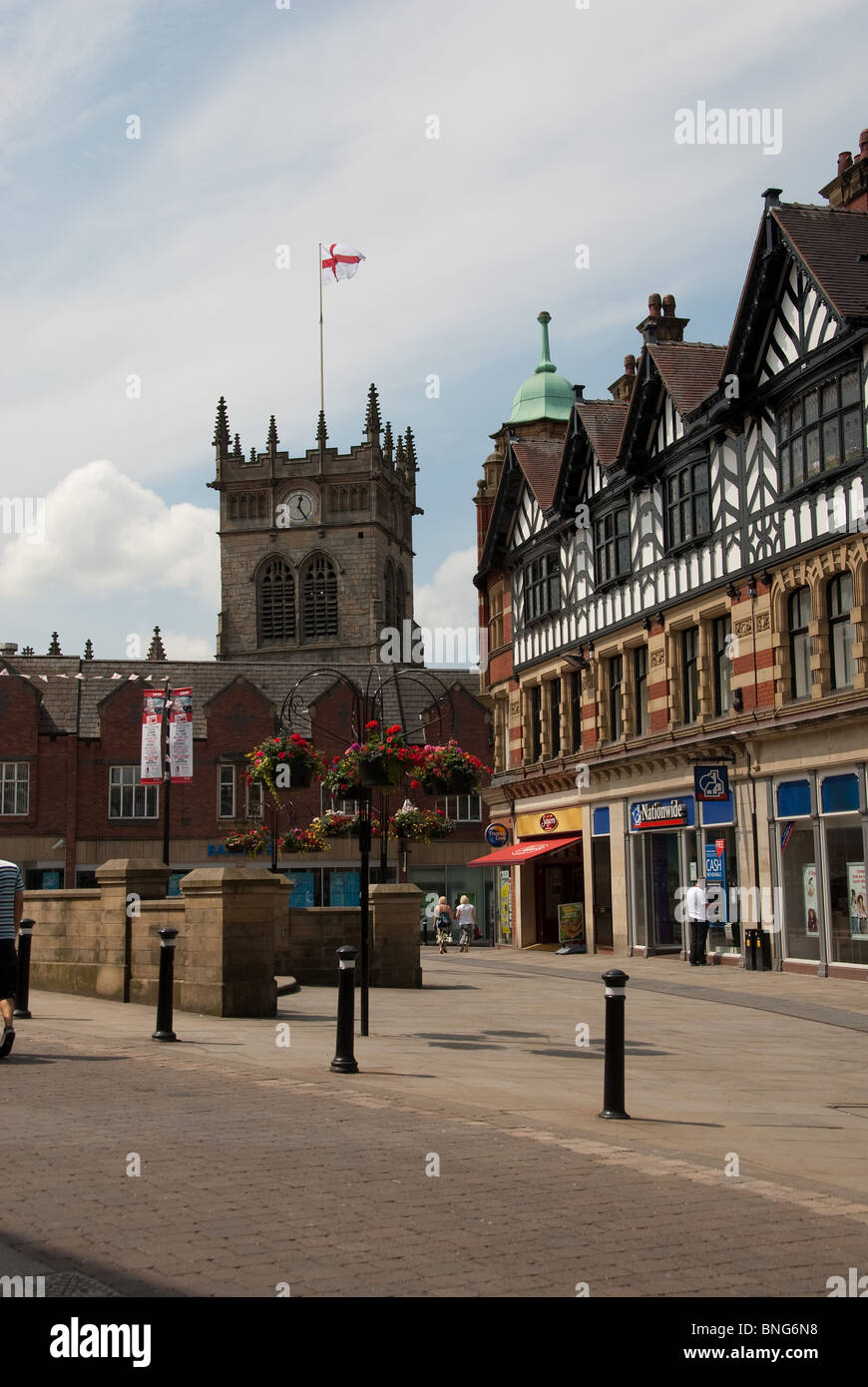 Wigan Town Center and Parish Church Stock Photo - Alamy
