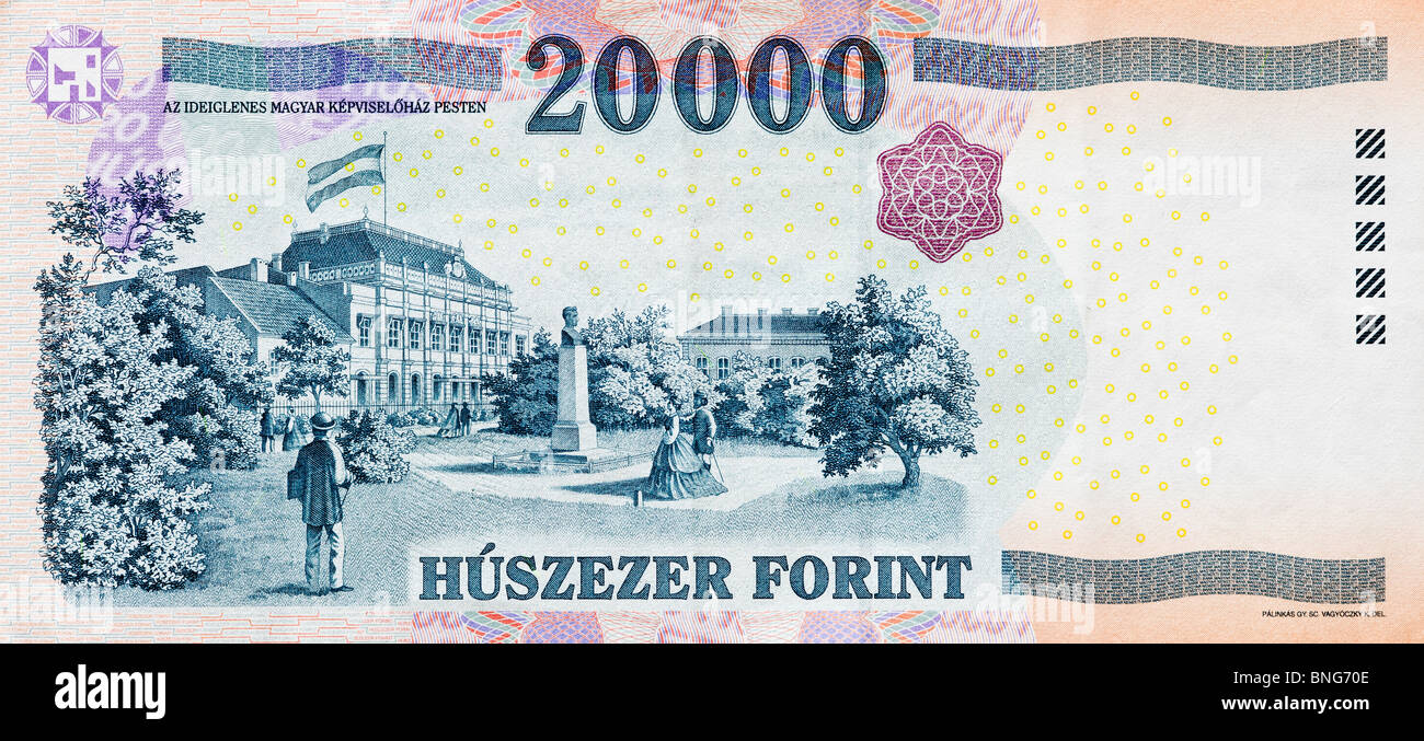 Back side of a Hungarian 20000 Forint banknote Stock Photo - Alamy