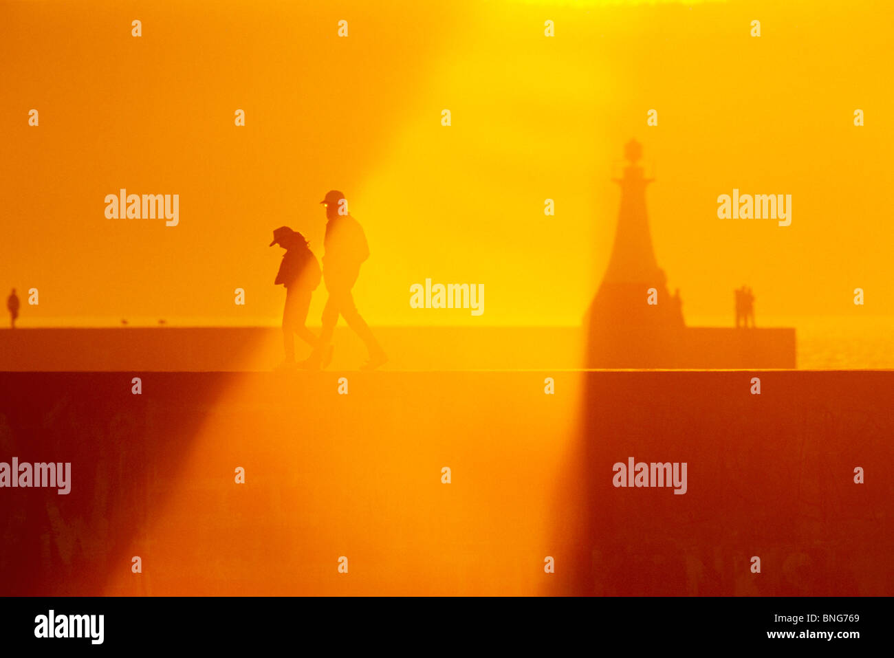 Lighthouse at dusk, Ogden Point Breakwater Lighthouse, Victoria ...