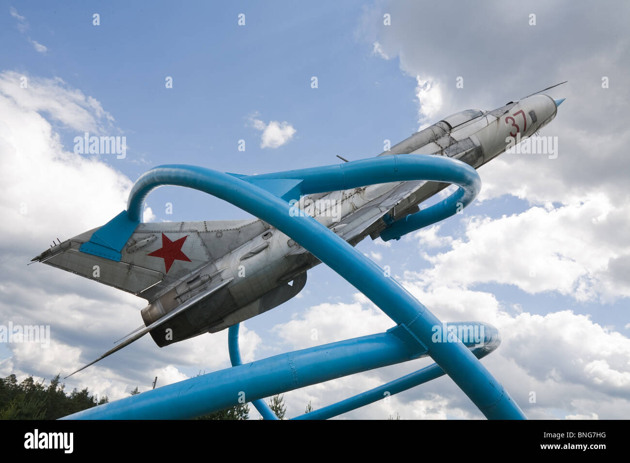 Soviet fighter plane monument on sky background Stock Photo - Alamy