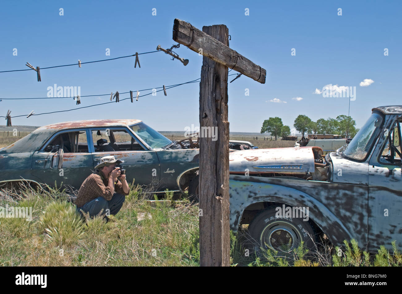 A photographer enjoys an outing in the nearly-deserted town of Encino ...