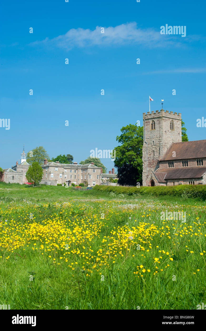 Morville Hall and church near Bridgnorth, Shropshire, England Stock ...