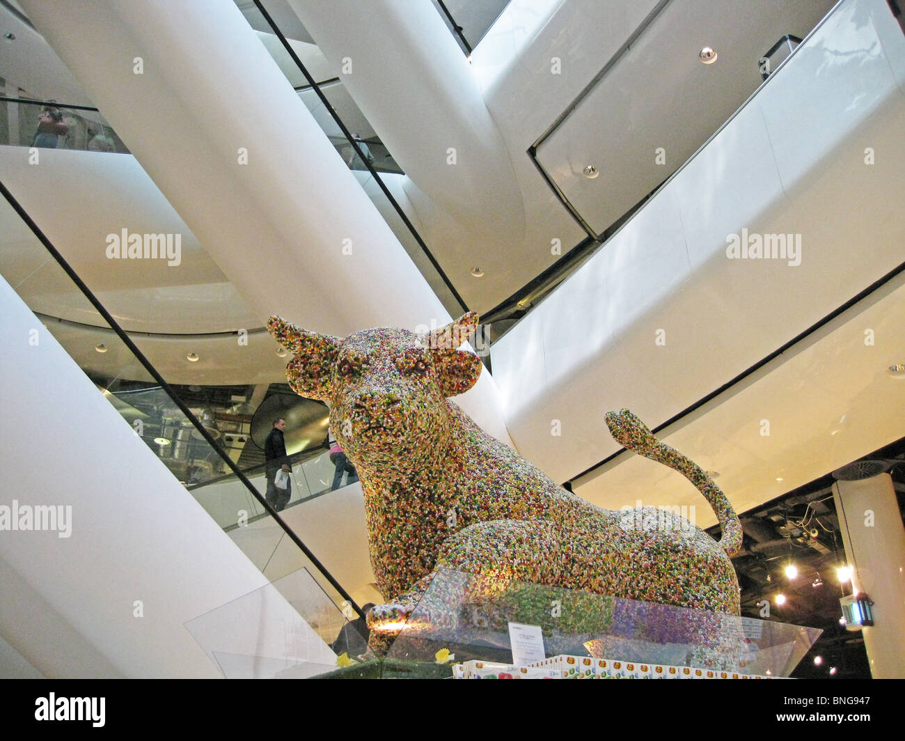 Statue of a bull (made from sweets) inside Selfridges, Bullring ...