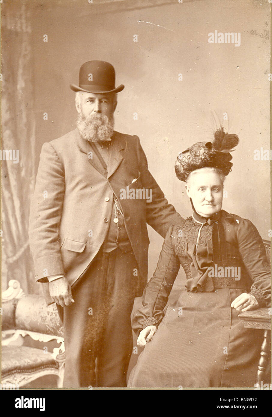 Cabinet photograph of elderly couple circa 1885 Stock Photo - Alamy